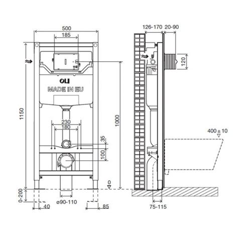 JTP Wall Mounted WC Frame And Dual Flush Cistern 1200mm WCF1200