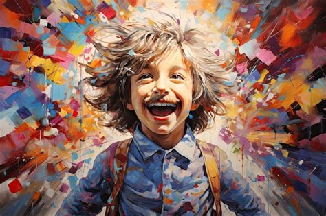 Premium Ai Image Boy Like Albert Einstein With Adhd Add And Colorful Mind