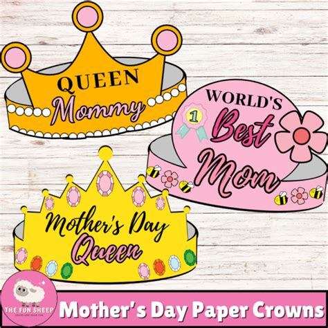 Mothers Day Paper Crowns Headbands Coloring Printable Templates For