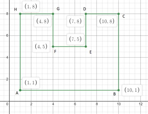 On Graph Paper Draw Polygon A B C D E F G H With Vertices Quizlet