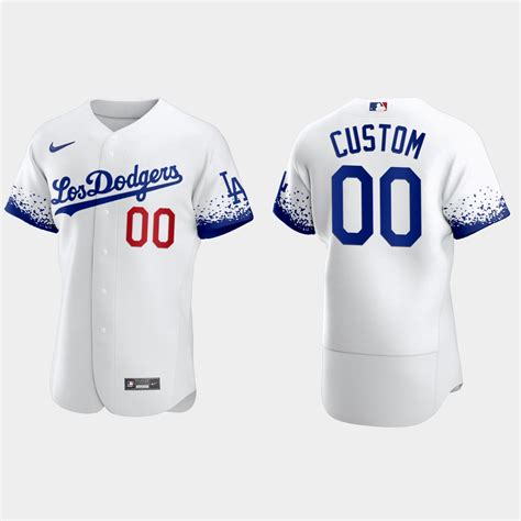 Custom Los Angeles Dodgers City Connect Reverse Rare Jersey White