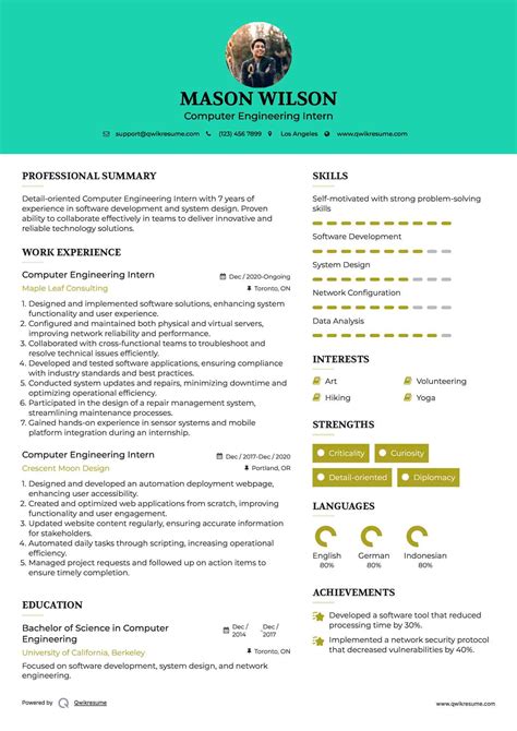 10 Computer Engineering Intern Resume Samples And Templates For 2025