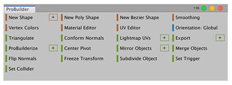 the probuilder toolbar displaying icons and dockable