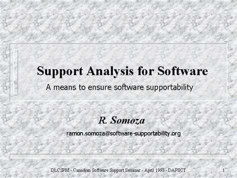 Support Analysis For Software A Means To Ensure