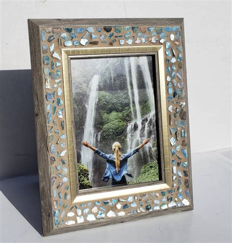 5 X 7 Beachy Abalone Shell Mosaic Photo Frame Coastal Living Seashell