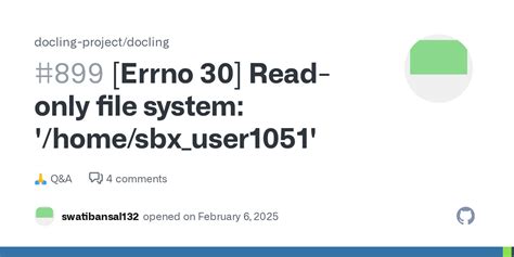 Errno 30 Read Only File System Homesbxuser1051 · Docling