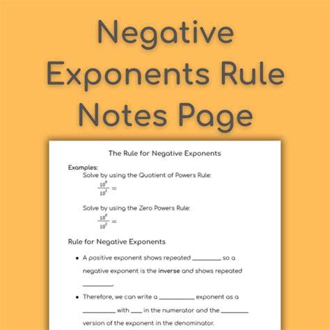 The Negative Exponents Rule Notes Page By Mrs Luscombs Math Resources