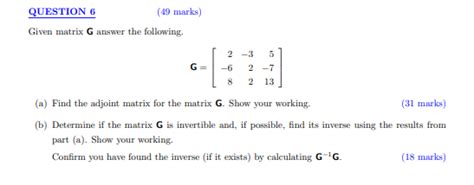 Solved Given Matrix G Answer The Following Chegg