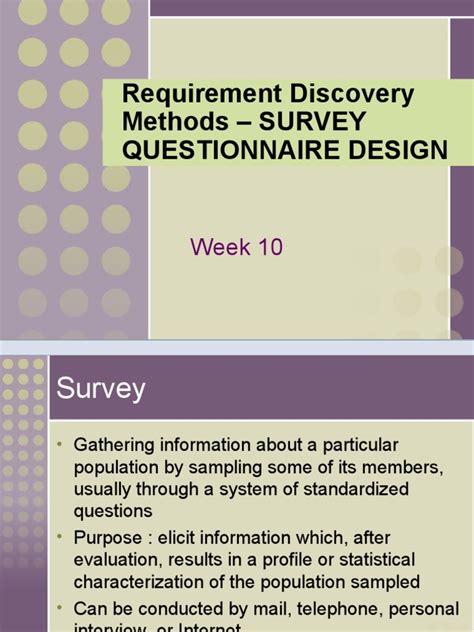 Requirements Discovery Method Part 3 Pdf Survey Methodology Question
