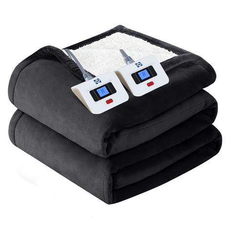 Sealy Electric Blanket Queen Size Flannel And Sherpa Heated Blanket With
