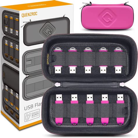 Quenzroc Usb Flash Drives Case Organizer Fits 20 Thumb