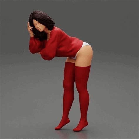 3d File Beautiful Woman In Stockings Lingerie And Jacket 3d Print Model