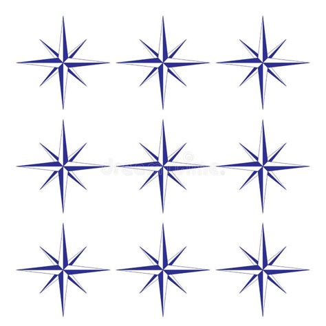 Compas Rose Set Of 9 Vector Illustration Isolated On White Stock Vector Illustration Of