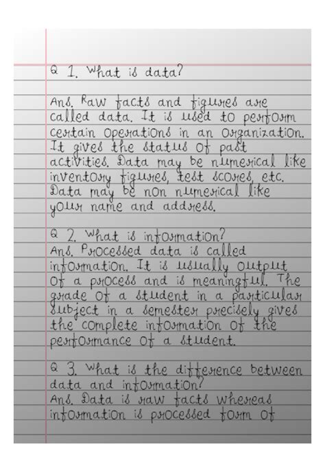 Solution Ics Part Chapter Data Basic Short Questions Notes Studypool