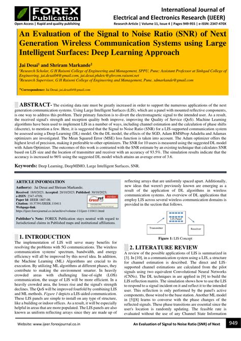 PDF An Evaluation Of The Signal To Noise Ratio SNR Of Next Generation Wireless Communication