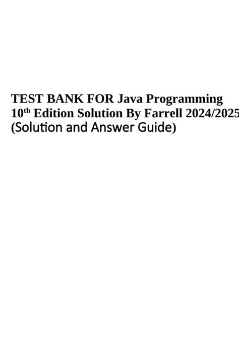 Test Bank For Java Programming 10th Edition By Farrell Updated 2024