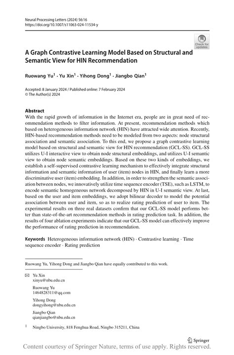 Pdf A Graph Contrastive Learning Model Based On Structural And
