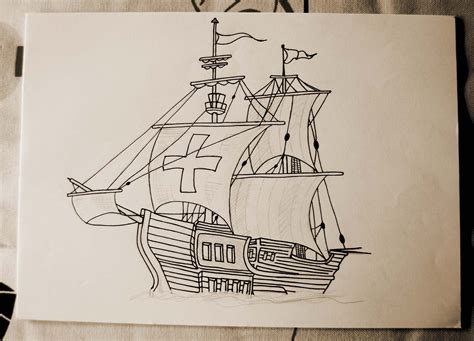 Carabela Ii Caravel Ii Dibujo De Una Carabela Ilustracion De Barcos