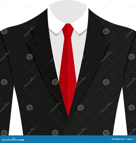 Vector Illustration Of Black Man Suit With Red Tie And White Shirt