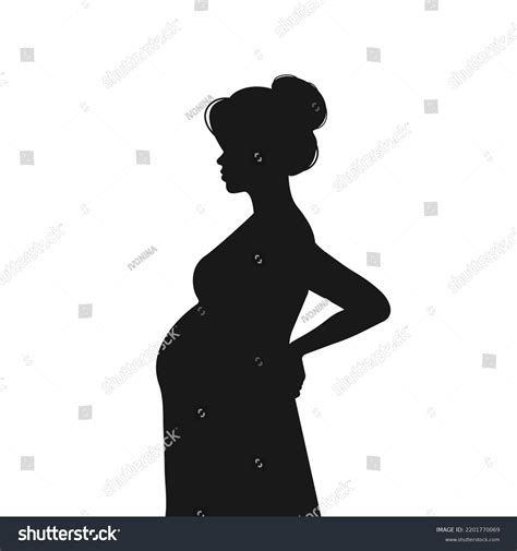 Silhouette On White Background Pregnant Girl Stock Vector Royalty Free