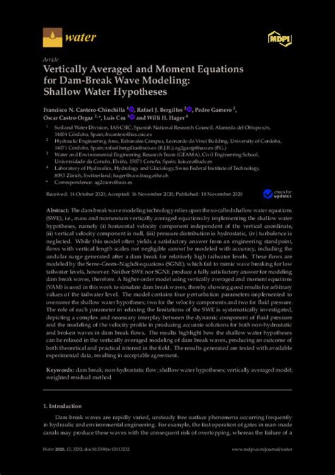 Vertically Averaged And Moment Equations For Dam Break Wave Modeling Shallow Water Hypotheses