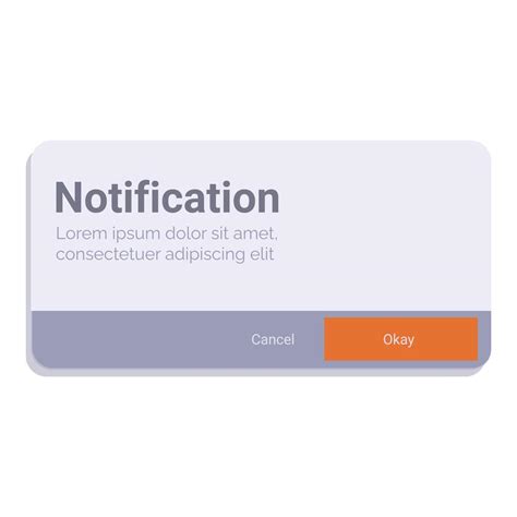 notification popup showing with cancel and okay buttons for user interface 50042142 vector art