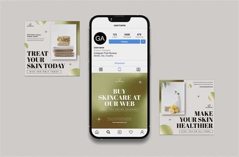 Free Instagram Post Mockup With IPhone And 4 Screens