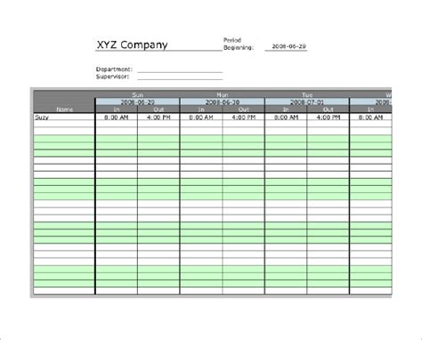 Excel Time Card Template Emmamcintyrephotography Com