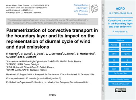 Pdf Parametrization Of Convective Transport In The Boundary Layer And Its Impact On The