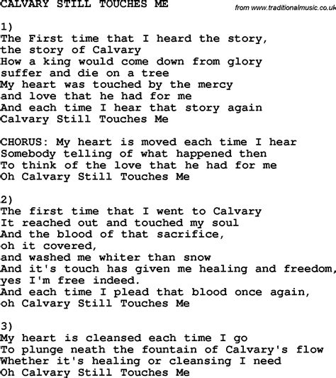 Country Southern And Bluegrass Gospel Song Calvary Still Touches Me Lyrics