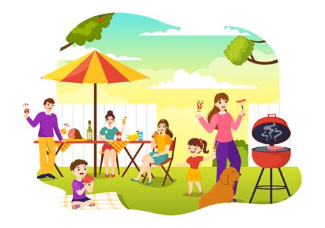 Best People Enjoying Barbecue Party Illustration Download In Png