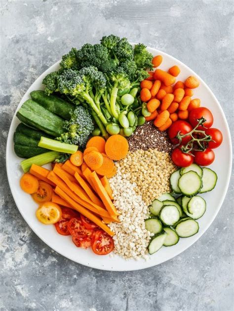 Fresh Vegetable And Lean Protein Arrangement On A White Plate