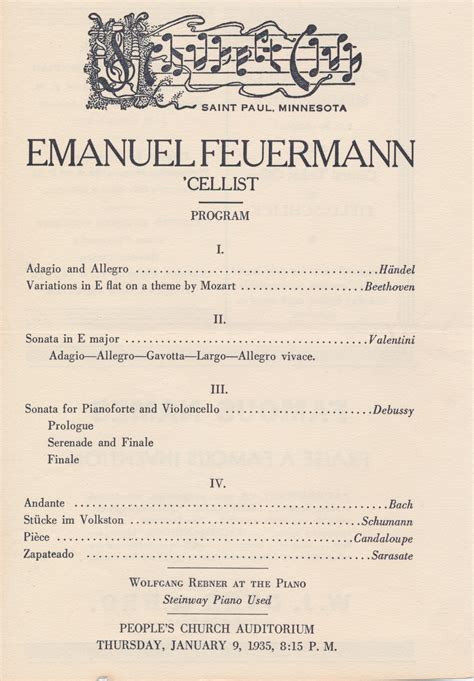 Emanuel Feuermann Schubert Club