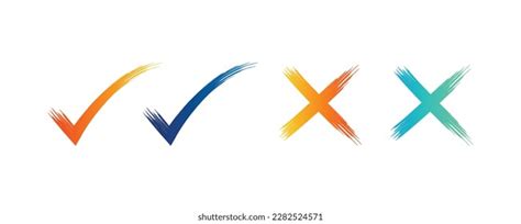 Tick Cross Brush Signs Green Checkmark Stock Vector Royalty Free