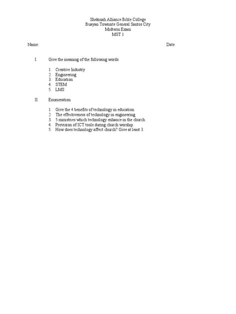 Mst 1 Exam Midterm Pdf