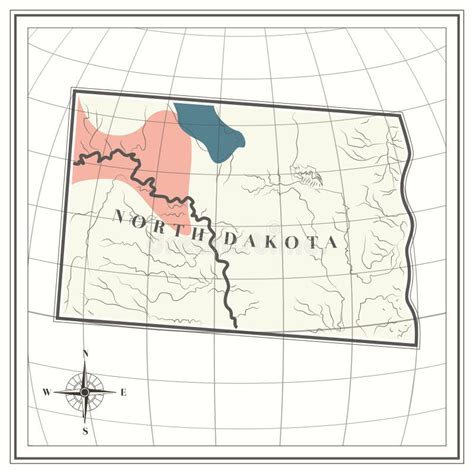 Map Of North Dakota State Vector Illustration Decorative Design Stock