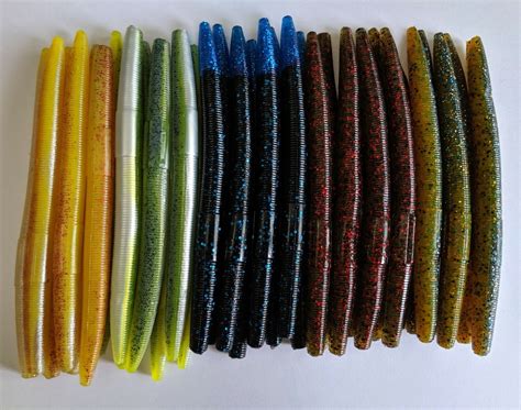 50 Pk 5 Senko Style Soft Plastic Bass Worms 5 Colors10 Each