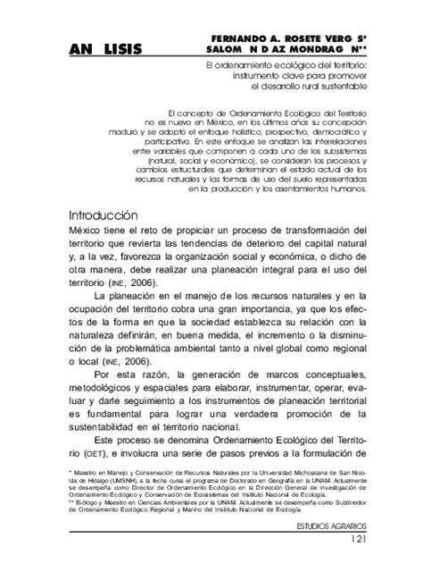 Pdf El Ordenamiento Ecológico Del Territorio Instrumento Clave Para