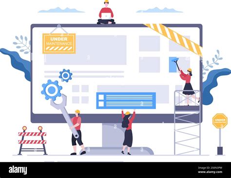 Software System Under Maintenance Vector Illustration Error Website