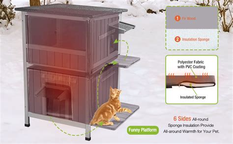 Gutinneen Outdoor Cat House With Insulated Liner