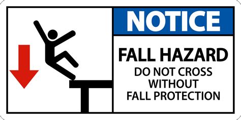 Notice Do Not Cross Without Fall Protection Sign On White Background
