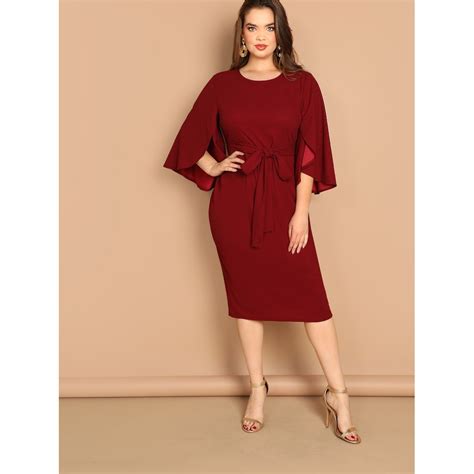 Y157 Belted Big Sleeve Plain Plus Size Dress Shopee Philippines