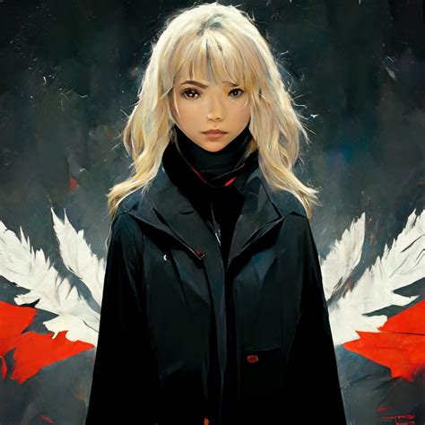 Anime Girl With Black Hair And Black Eyes And Sword