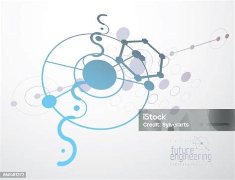 추상적인 그래픽 및 웹 디자인에 사용 하기 위해 초안 엔지니어링 기술 계획 벡터 라인과 원을 만든 산업 시스템의 그림입니다 가상현실에 대한 스톡 벡터 아트 및 기타 이미지