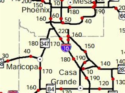 Arizona Map With Milepost Markers Map
