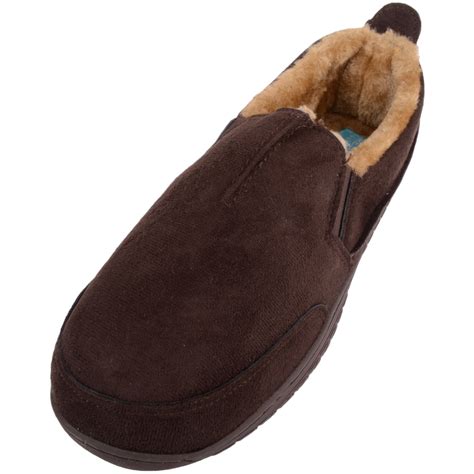 Mens Slip On Slippers With Warm Faux Fur Inner Absolute Footwear