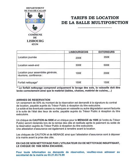 Contrat De Location Salle Des Fêtes Lisbourg