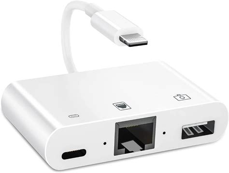 [2286a] Lightning To Rj45 Ethernet Adapter 3 In 1 Lan Wired Ethernet Adapter With Usb 3 0