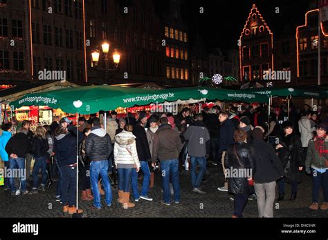 The Christmas Market Stalls Bruges City West Flanders Flemish Region