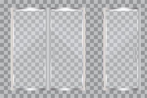 Premium Vector Glass Doors In Realistic Style Glare Texture Modern